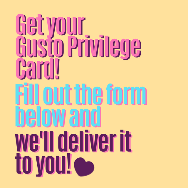 Gusto Privilege Card – Caramia PH